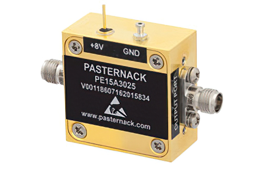 20 dBm P1dB、18 GHz 〜 40 GHz、中電力広帯域増幅器、30 dB ゲイン、6.5 dB NF、2.92mm