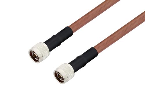 N Male to N Male Cable 24 Inch Length Using RG393 Coax with HeatShrink