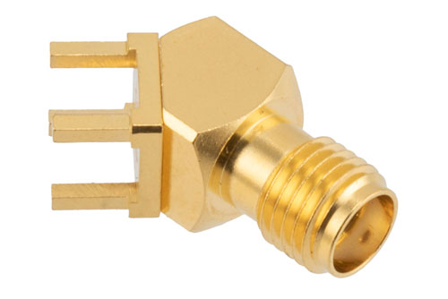 SMA Female PCB mount 45 Degree angle with round contact 0.05 inches ...