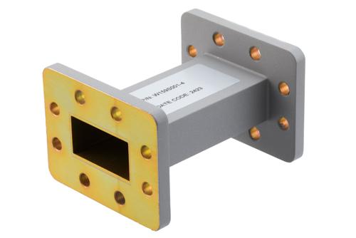 WR-159 ストレート 導波管 セクション 4 インチ長, UG カバー, 溝付きフランジ, 4.64 GHz ～ 7.05 GHz